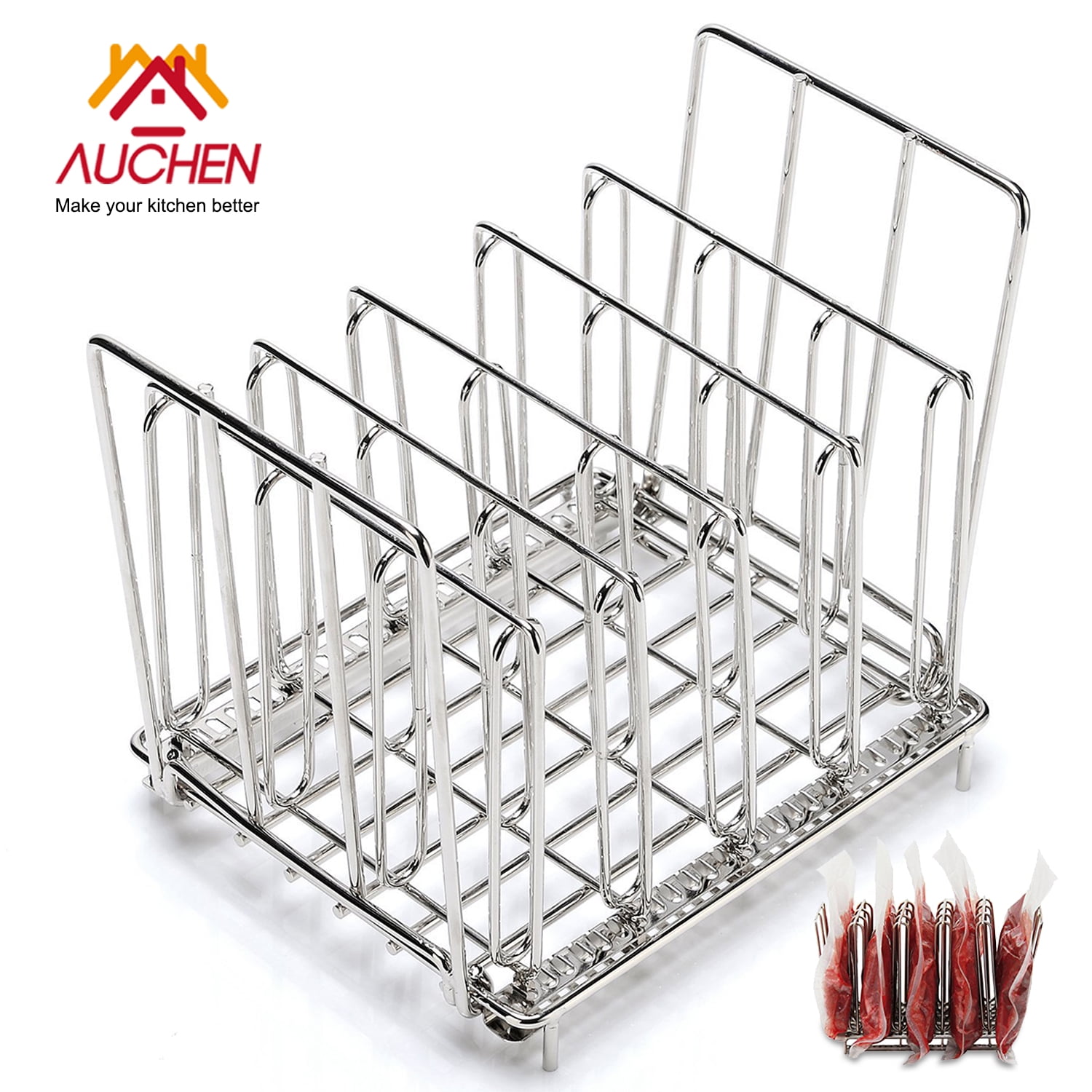 AUCHEN Sous Vide Rack - Heavy Duty 304 Stainless Steel - Square 7.8 x 6 ...