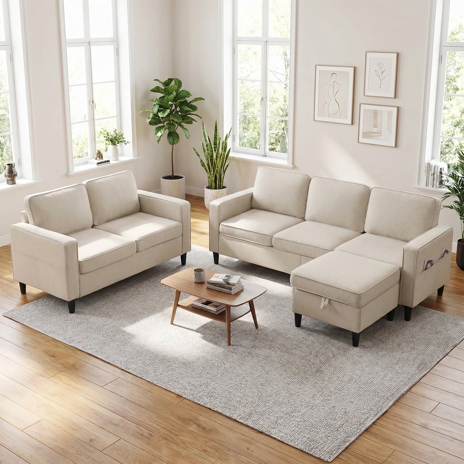 Click here for Puremind 2 Piece Sofa Set For Living Room  Linen F... prices