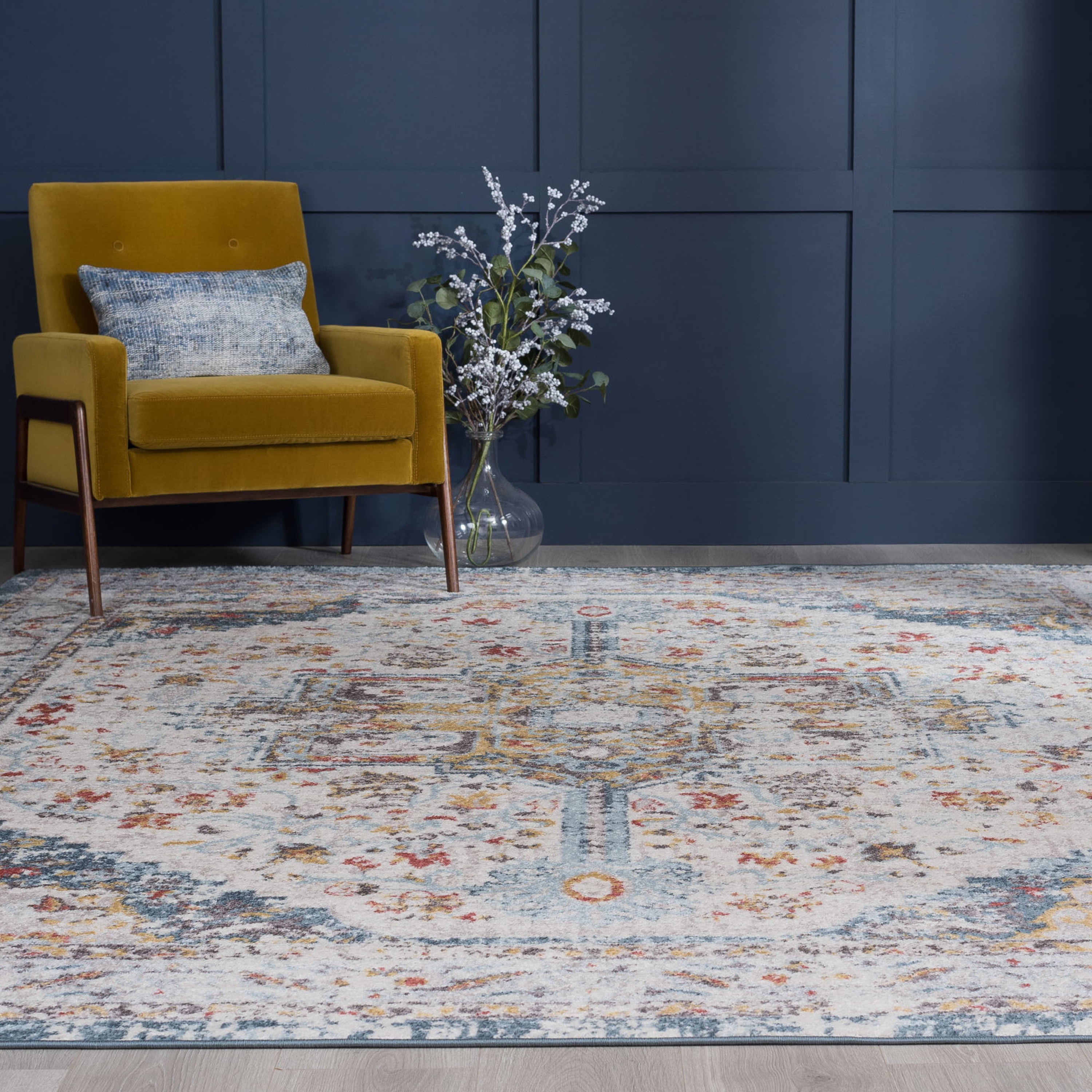 Traditional 5x7 Area Rug (5'3'' x 7'3'') Medallion Beige, Cream Living ...