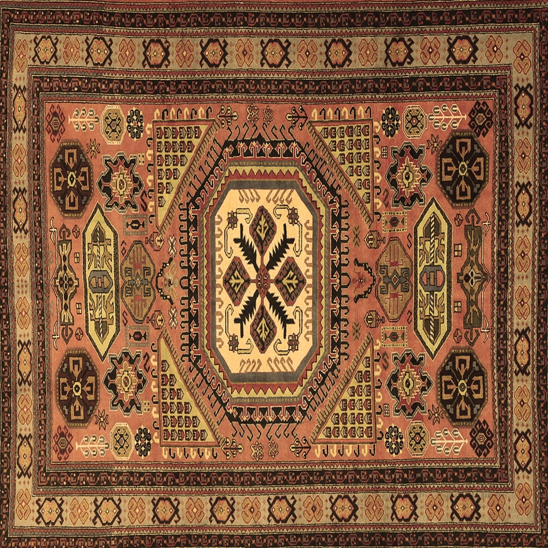 Ahgly Company Indoor Square Persian Brown Traditional Area Rugs, 7 ...