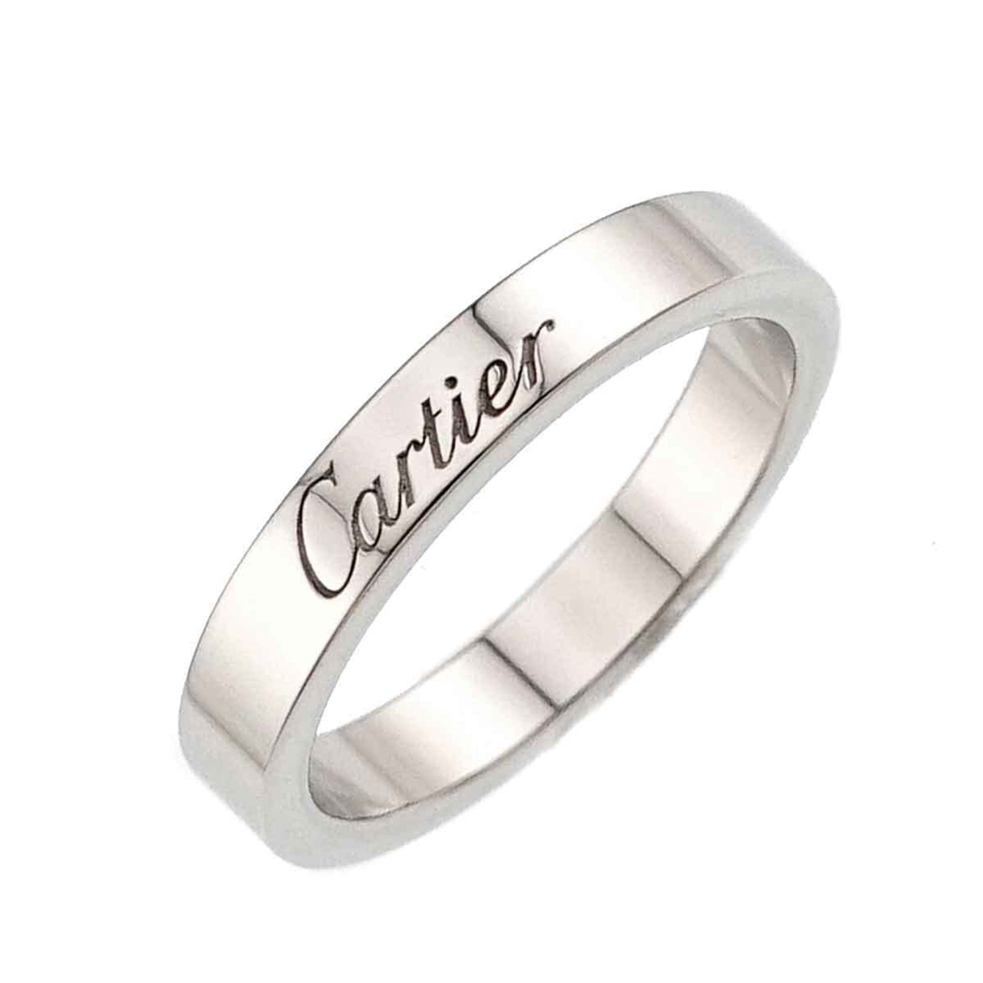 Pre-Owned Cartier C de #48 Ring Width 3mm Pt Platinum Engraved ...