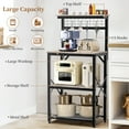 Capri Kitchen Bakers Rack with Storage Shelves and 4 Hooks, Small 4 Tiers Coffee Bar Table ...