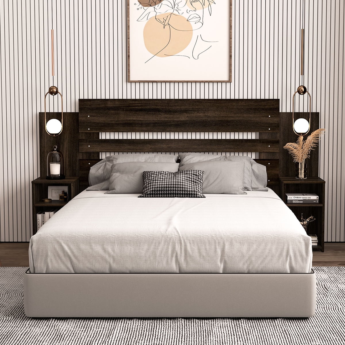 MOBI Cabecera Queen con 2 Buros Integrados de Madera - Modelo Verona en Color Tabaco | Walmart ...