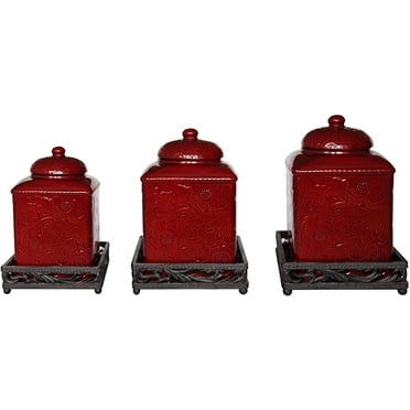 The GG Collection Acanthus 3 Piece Kitchen Canister Set - Walmart.com
