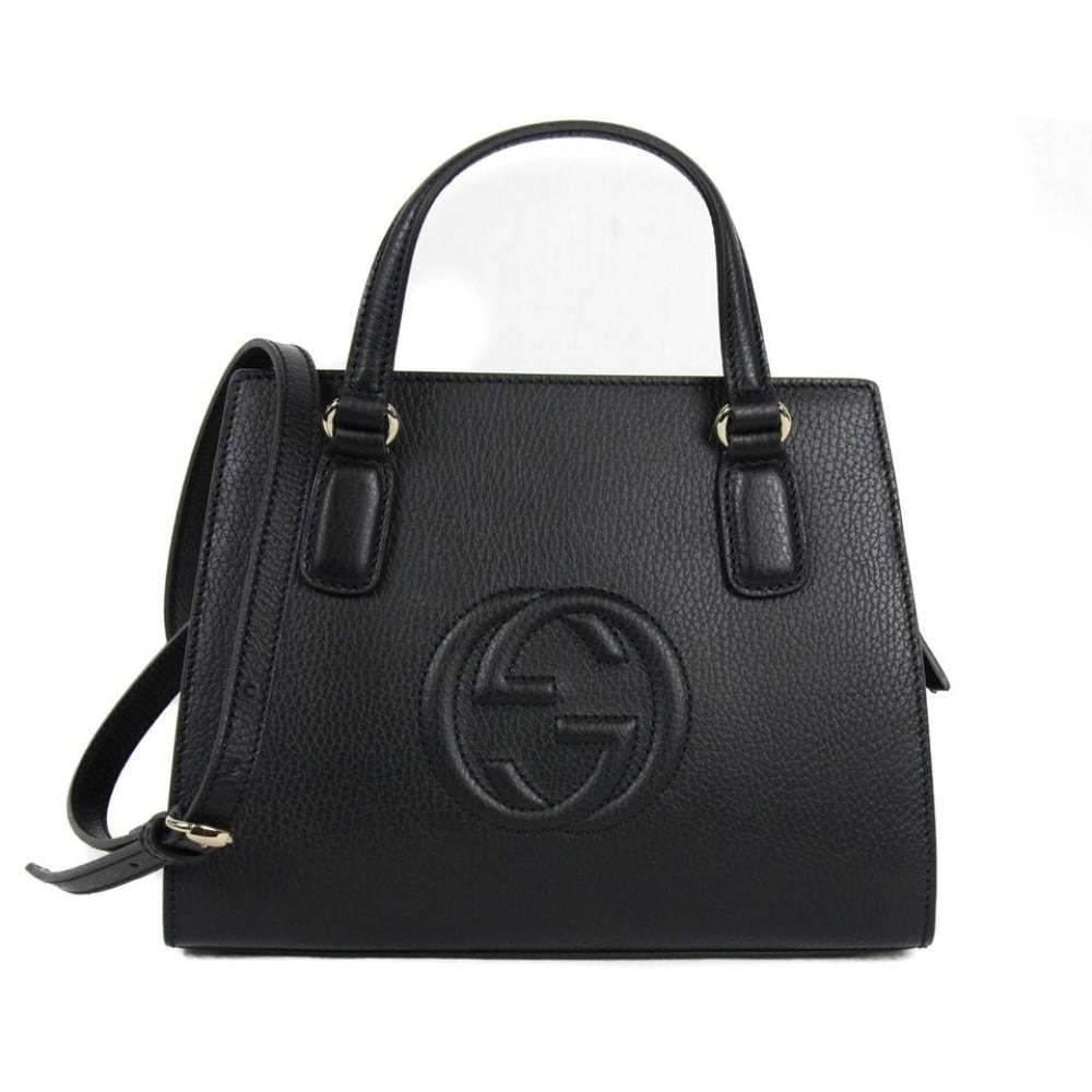 Gucci Soho Leather Tote Crossbody Bag Black 607722 - Walmart.com