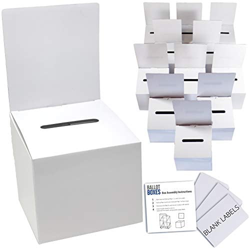 Ballot Box for Suggestions Donations Raffles White Glossy Cardboard ...