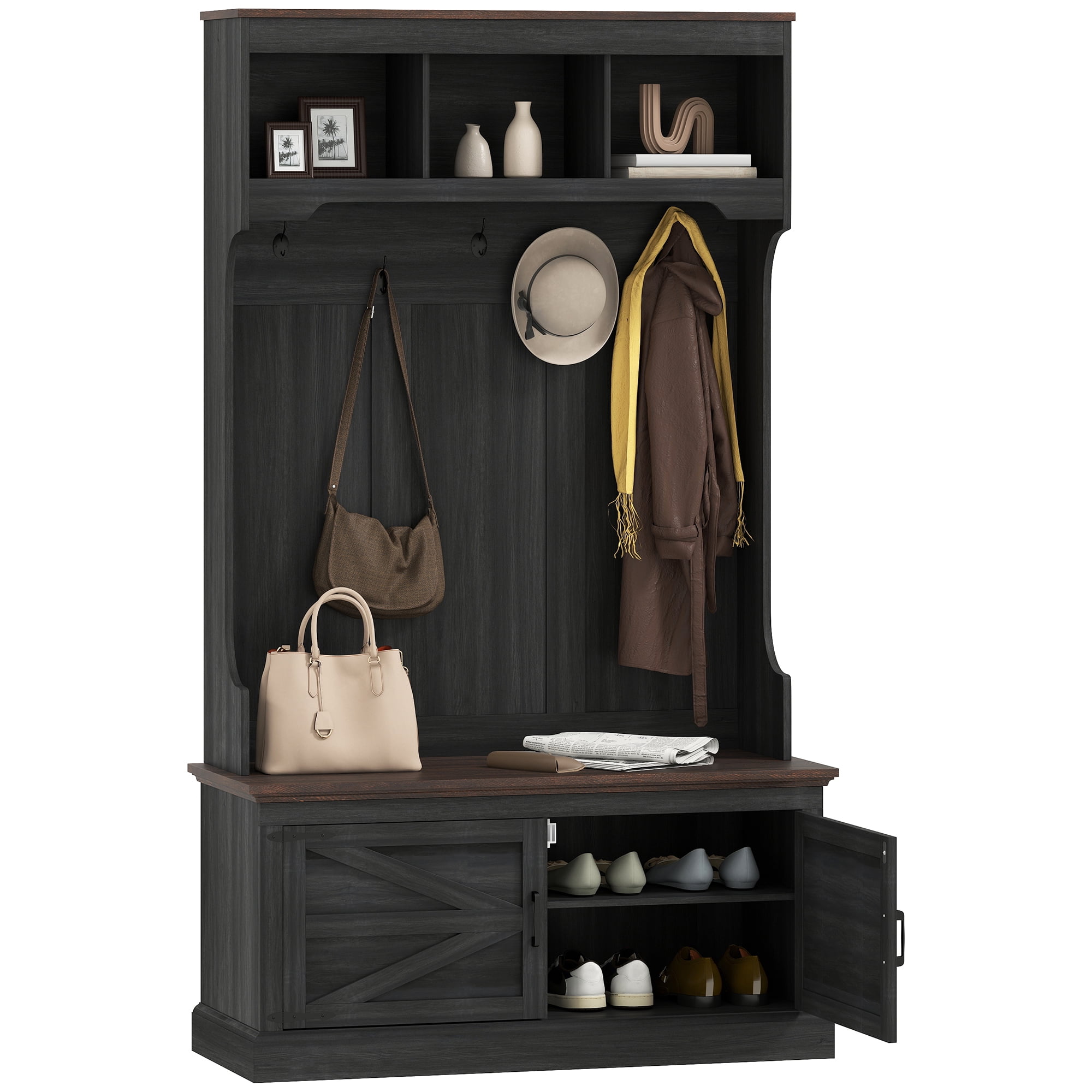 Click here for Homcom 3-In-1 Hall Tree With Bench  Coat Rack With... prices