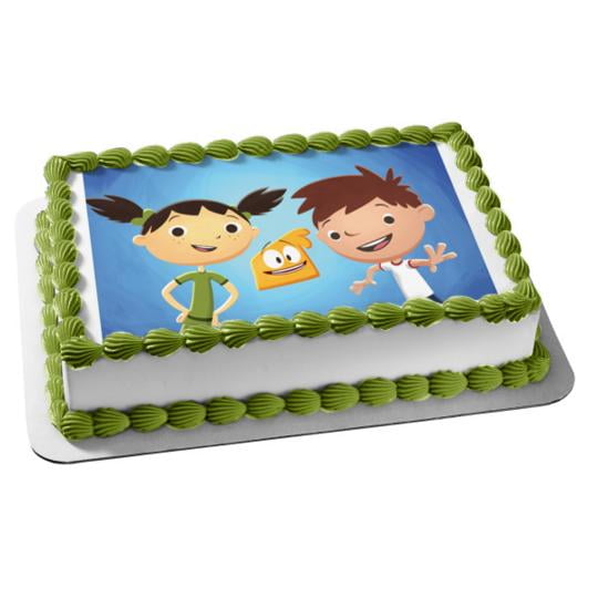 Justin Time Olive Squidgy Blue Background Edible Cake Topper Image ...