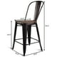 Costway Copper Set of 4 Metal Wood Counter Stool Kitchen Dining Bar ...