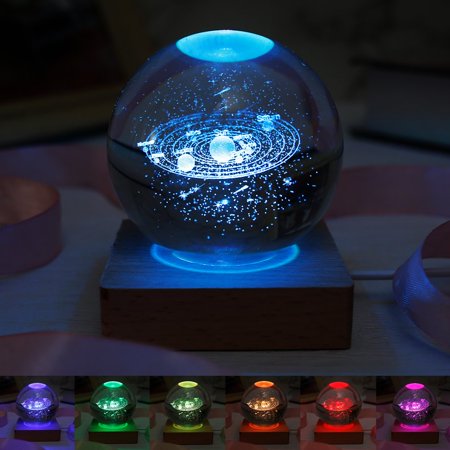 AMERTEER 3D Galaxy Crystal Ball Lamp 7cm Crystal Ball Night Light with ...