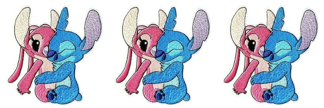 Stitch and Angel 4 Inches Tall Embroidered Iron On Patch Set of 3 ...
