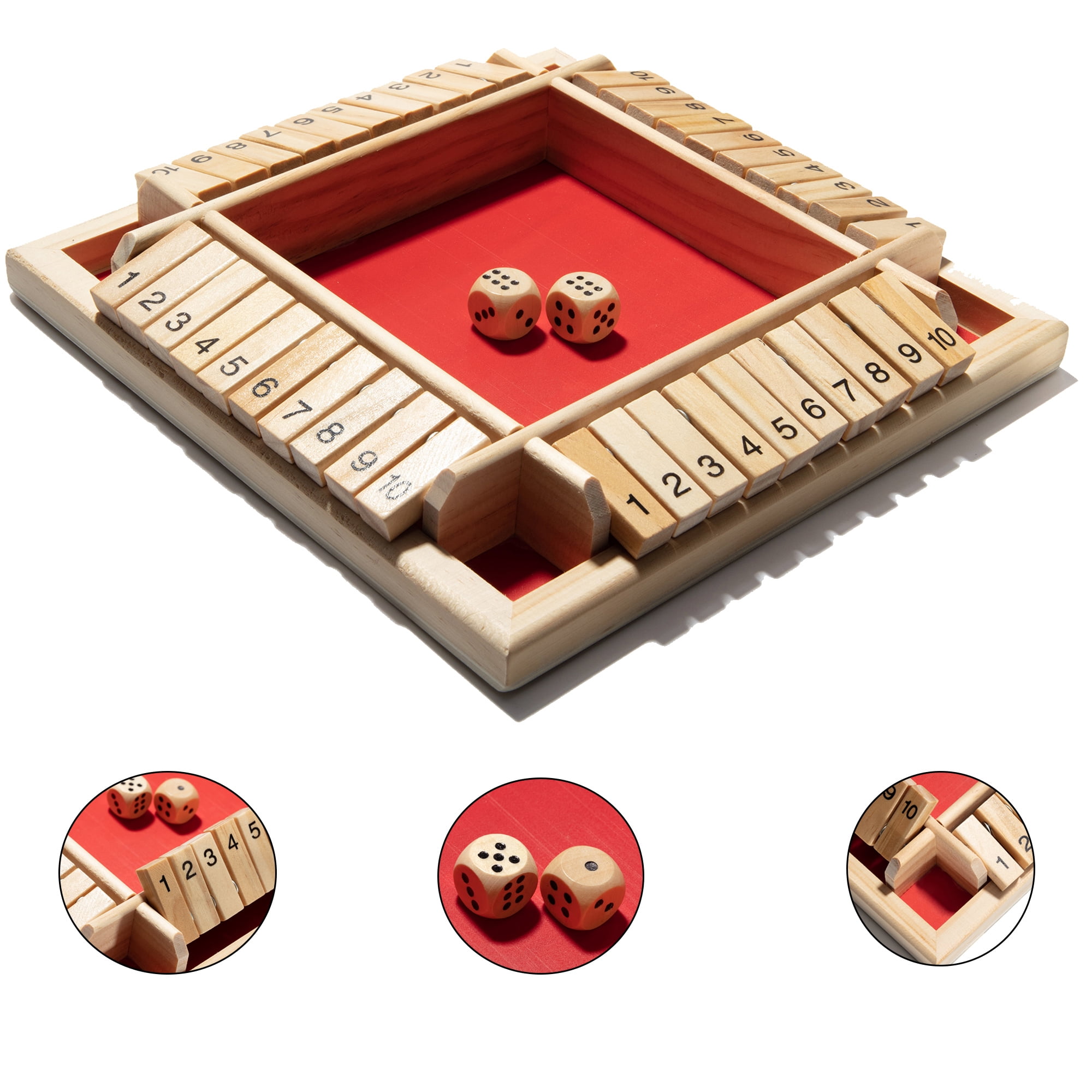 ALING Wooden Board Game Set Shut The Box Pub Bar Game Family Dice Game