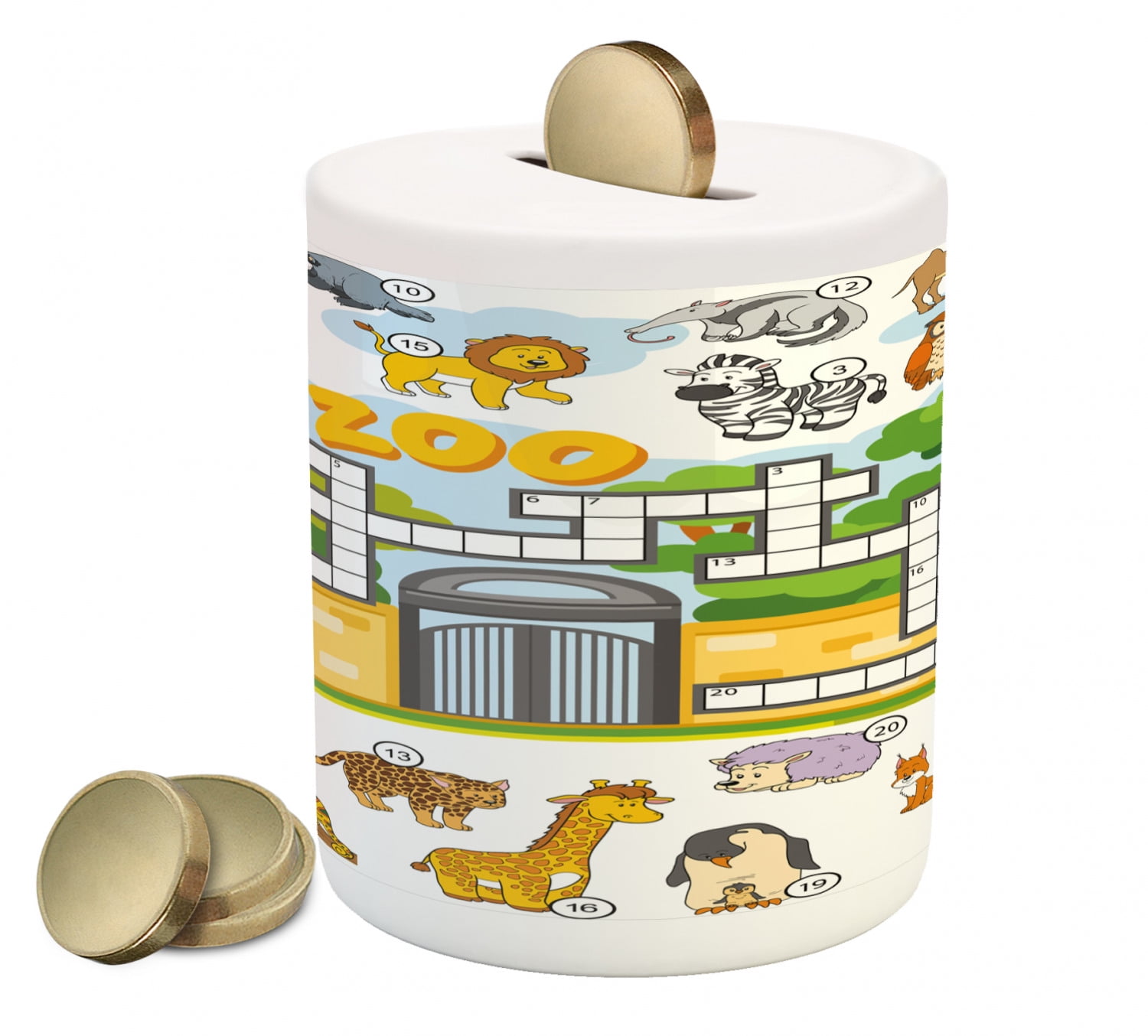 Word Search Puzzle Piggy Bank, Zoo Themed Game with Different Animals ...