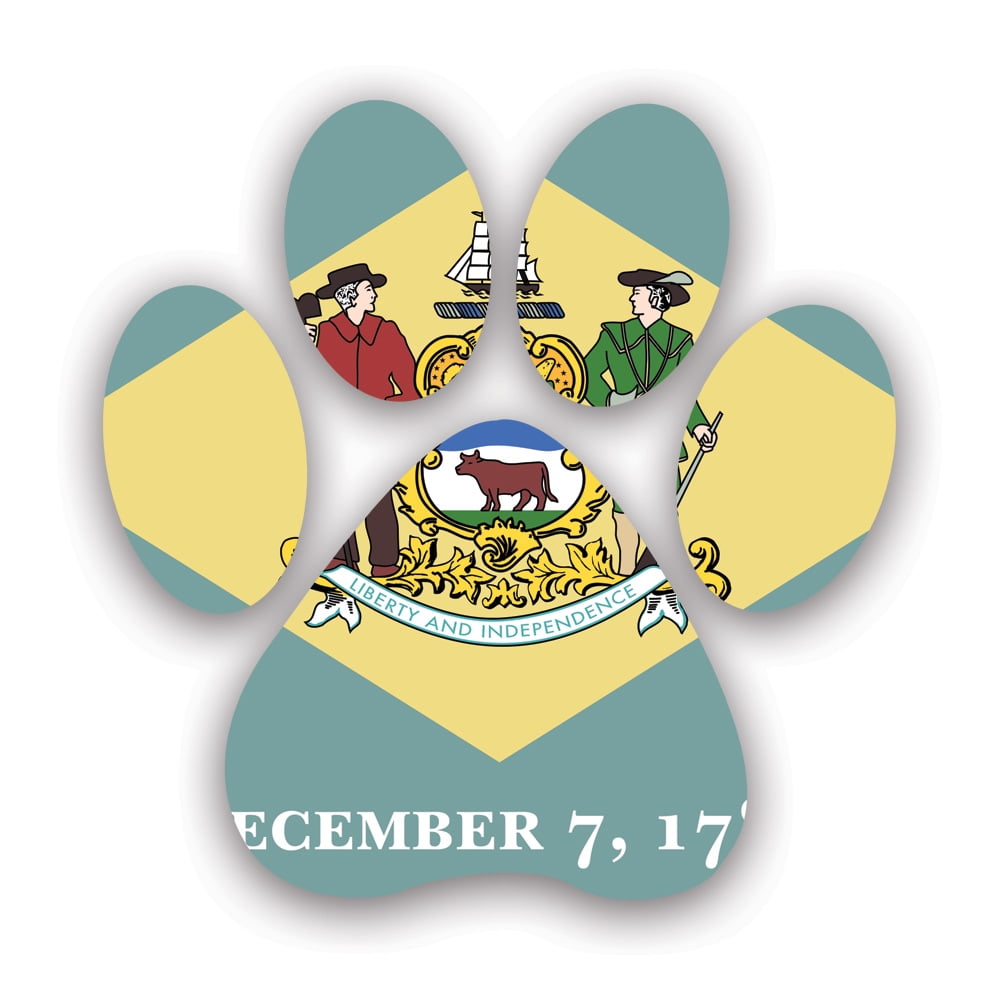 Delaware State Paw Print Shaped Sticker Decal - Self Adhesive Vinyl ...