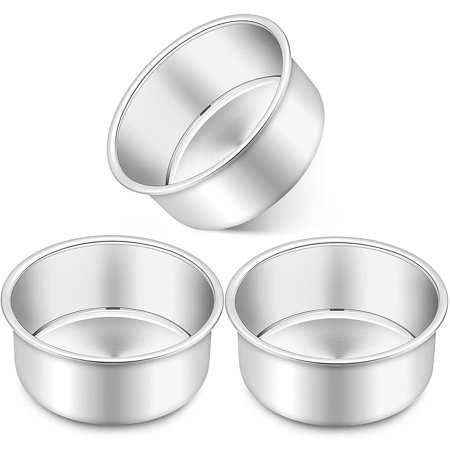 4 Inch Small Cake Pan Set of 3, CPDD Stainless Steel Cake Pans Mini ...