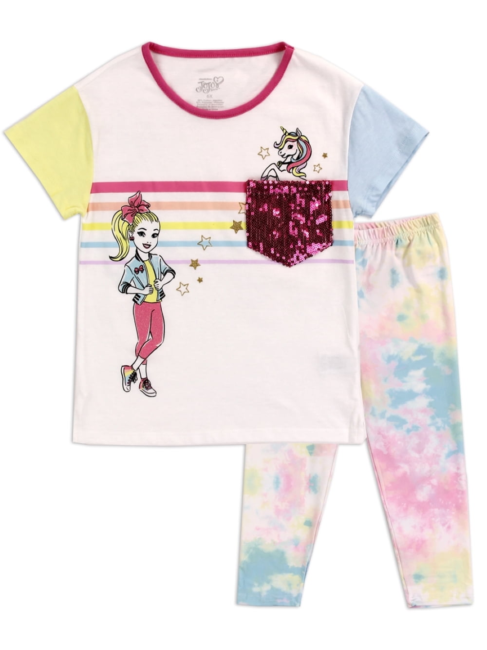 JoJo Siwa Girls' Sequin Pocket T-Shirt and Leggings Set (Little Girls ...