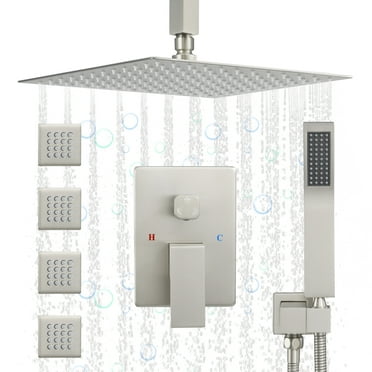 Juno Oil-Rubbed Bronze Ceiling Mount Square Shower Head Set with Hand ...