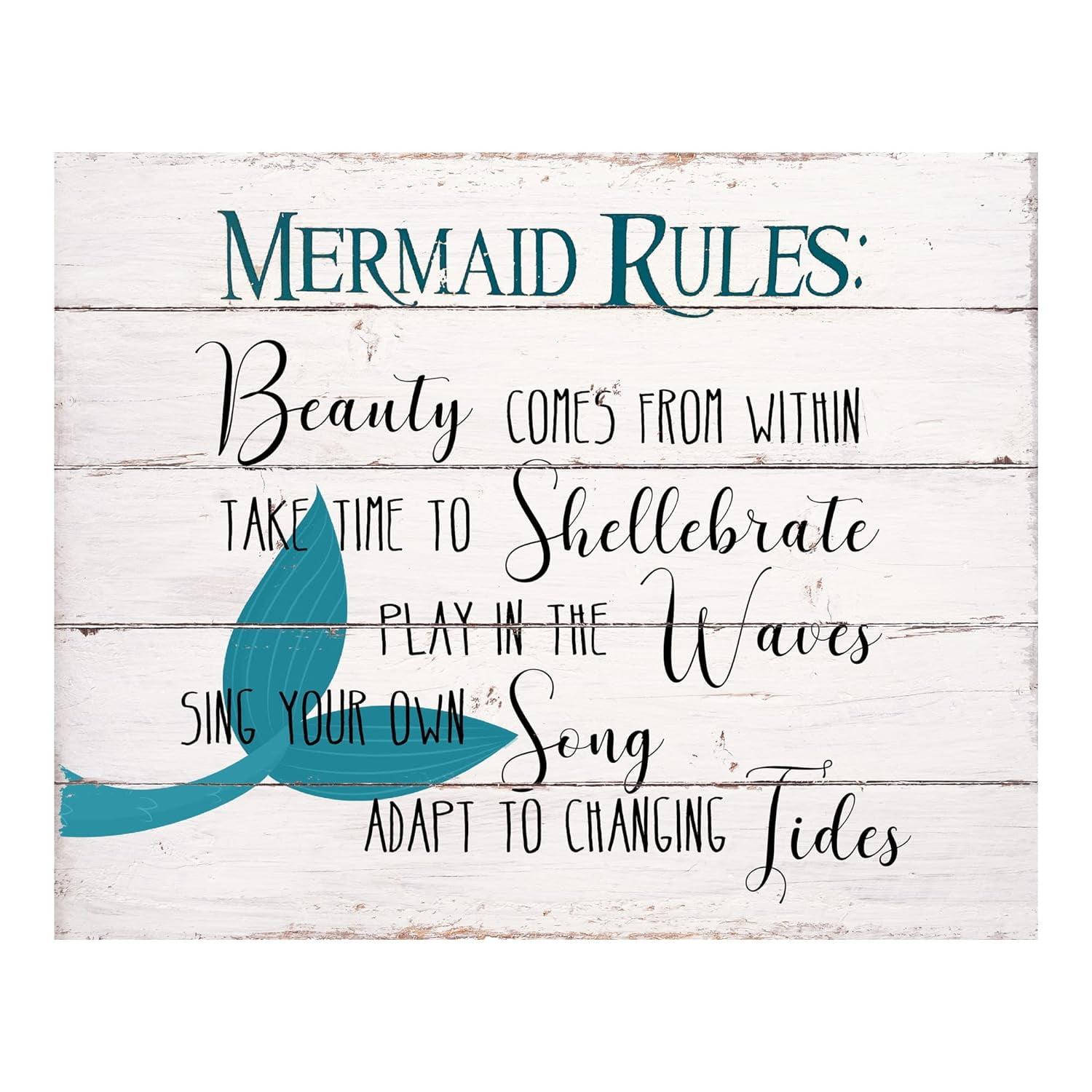 Click here for Phfzjyou Mermaid Rules Beach Distressed Wood Ocean... prices