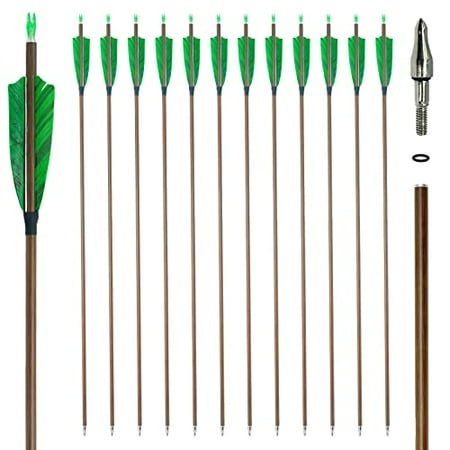 WZYJY 12 Pcs Carbon Arrows 30 Inch, Hunting Arrows for Compound Bow ...