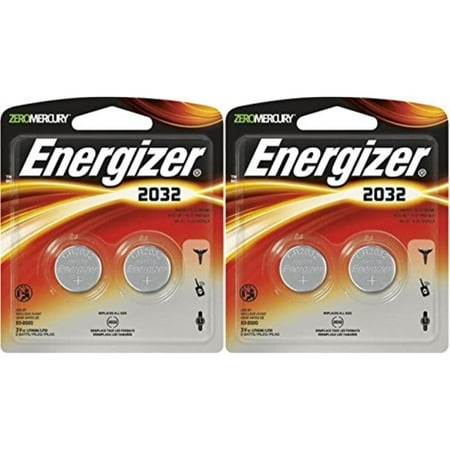 Energizer Watch/Electronic Batteries, 3 Volts, 2032, 4 (2x2) Batteries ...