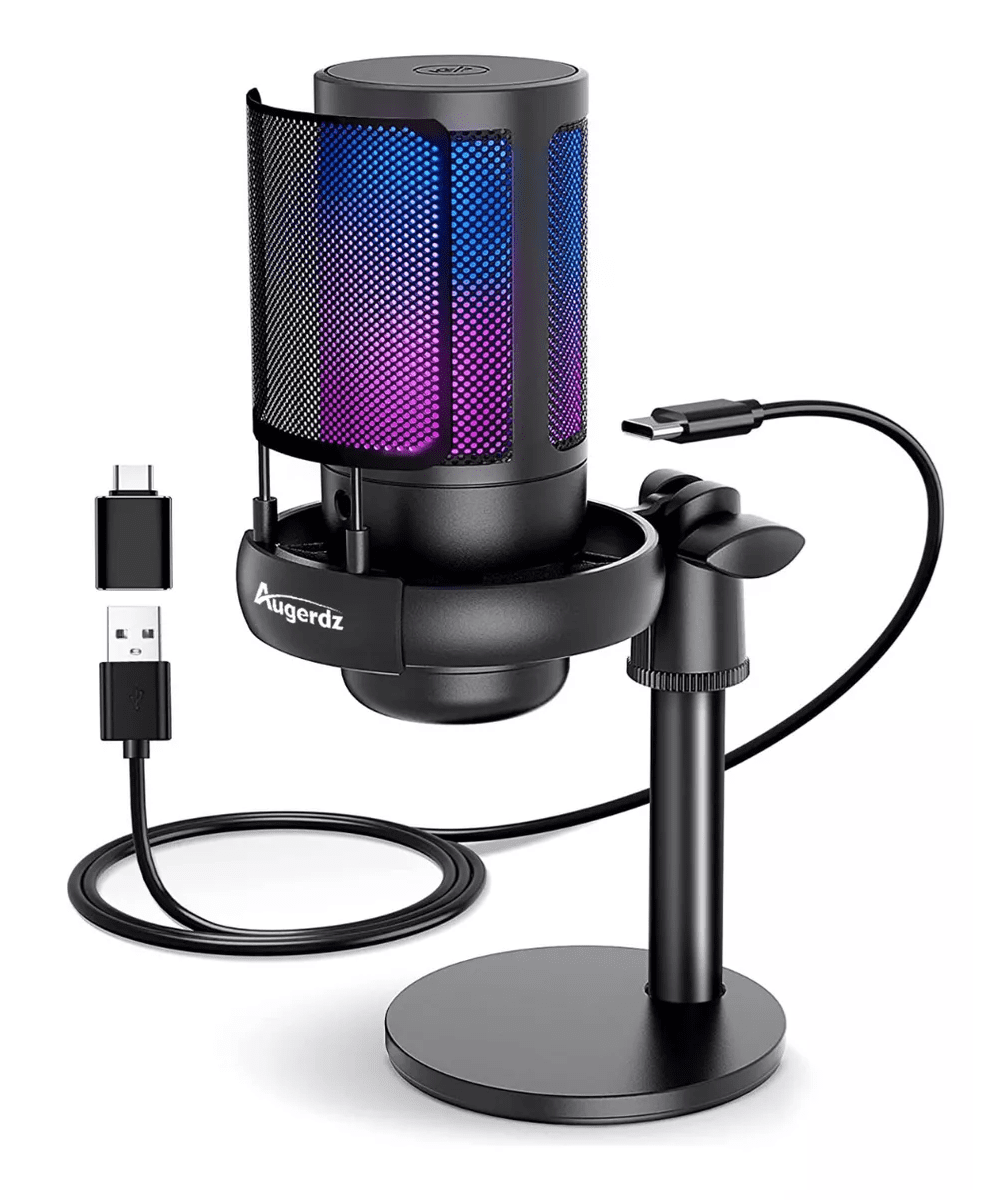"Micrófonos Usb Rgb Condensador Cardioide Para Pc / Tel Gamer negro ...