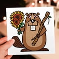 3drose, Funny Cute Beaver Holding Sunflowers Nature Animals Cubism ...