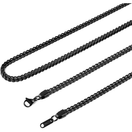 JOYWEI 3mm Franco Square Box Link Chain Stainless Steel Necklace Men ...