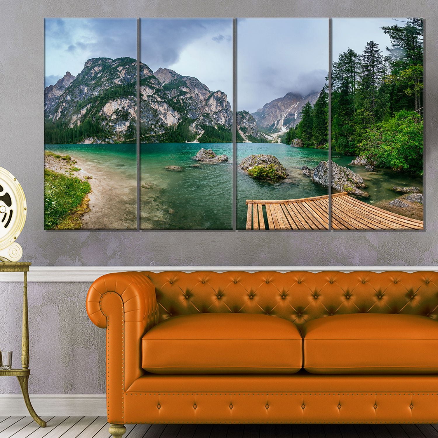 Click here for Designart Design Art Lake Between Mountains Landsc... prices