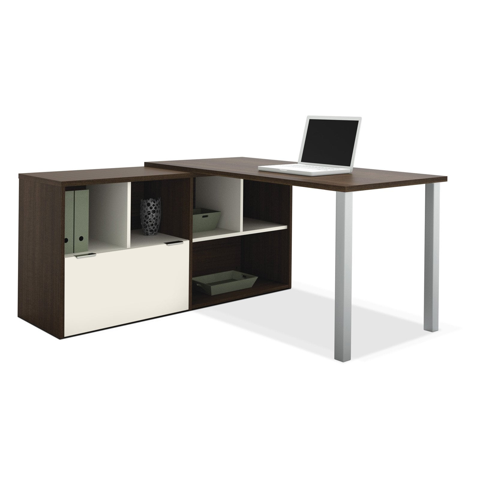 Bestar 50852-60 Contempo L-Shaped Desk - Tuxedo / Sandstone - Walmart.com