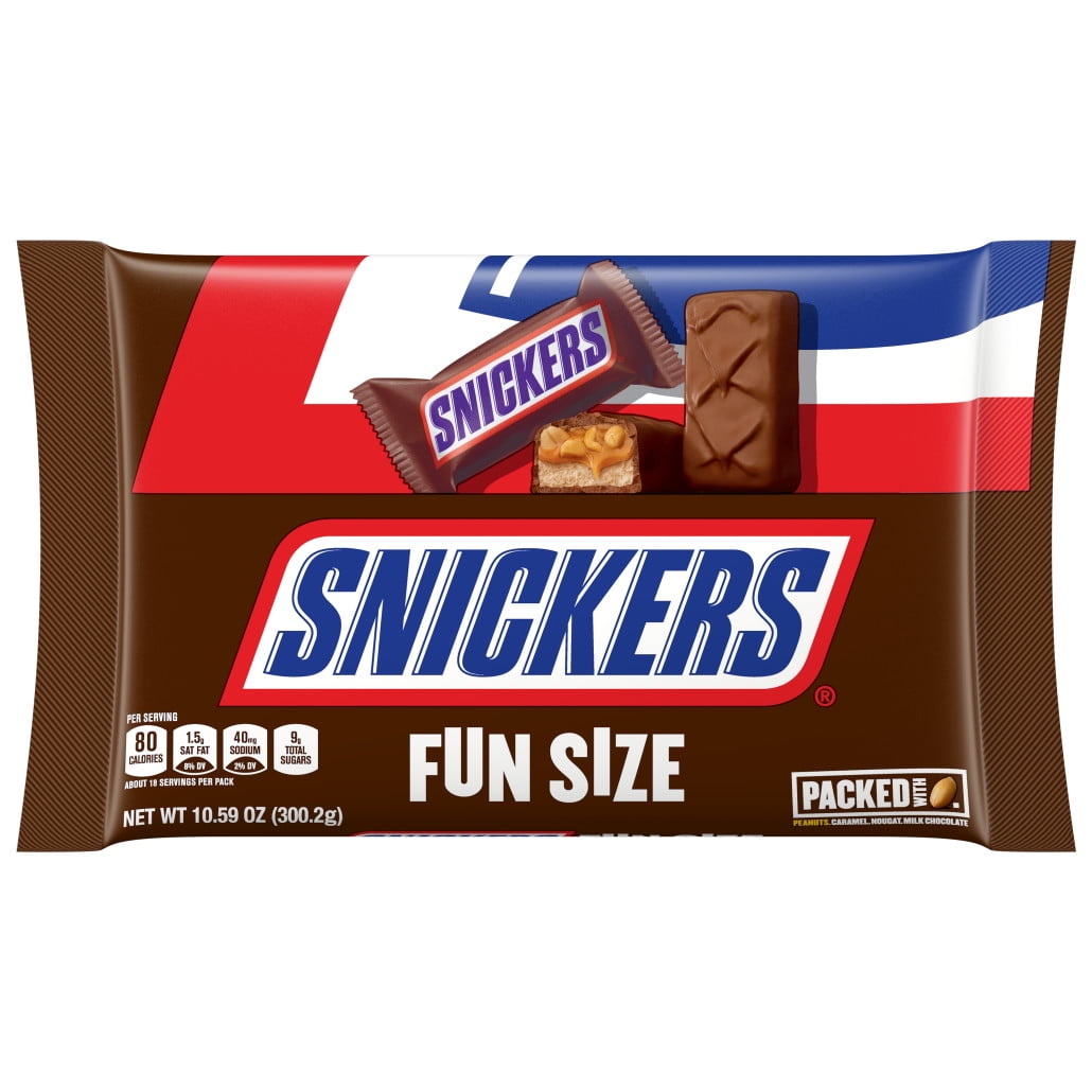 SNICKERS Chocolate Candy, Halloween FUN SIZE, 10.59 oz bag - Walmart ...