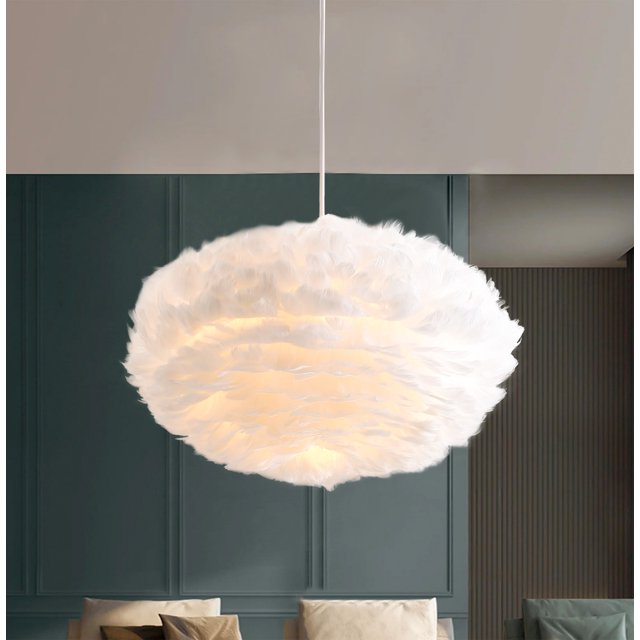 Aiwen Feather Modern Farmhouse Pendant Light E26 Bulb Base Globe ...
