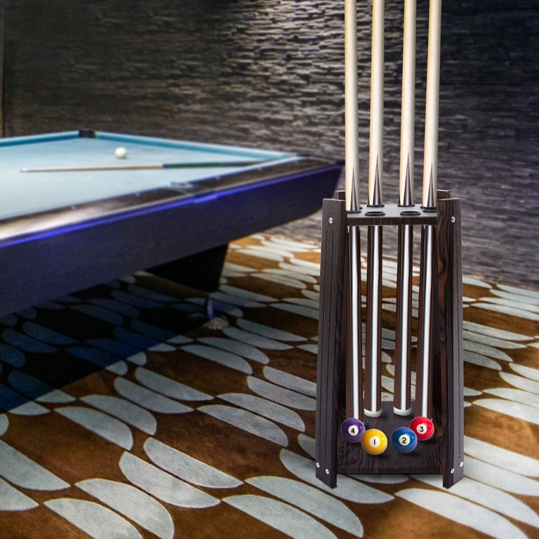 Purbambo Bamboo Wall Mount Pool Cue Holder 8 Sticks Ball Set Purbambo ...