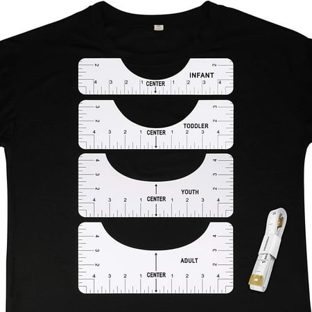 4 Pieces T-Shirt Alignment Tools and 1 Measuring Ruler T-Shirt Vinyl ...