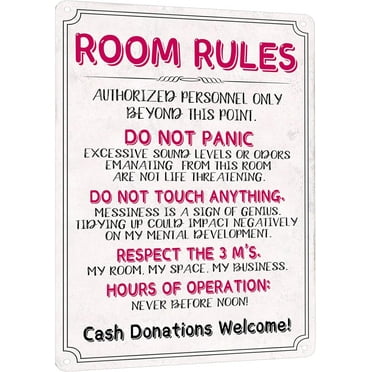 Room Rules Sign For Teen Girls Boy Bedroom/Gaming Room Door Decor Dorm ...