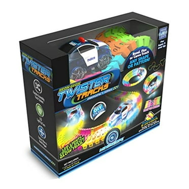 Magic Tracks Mega Set: Flex Glow in the Dark Racetrack with 2 LED Race ...