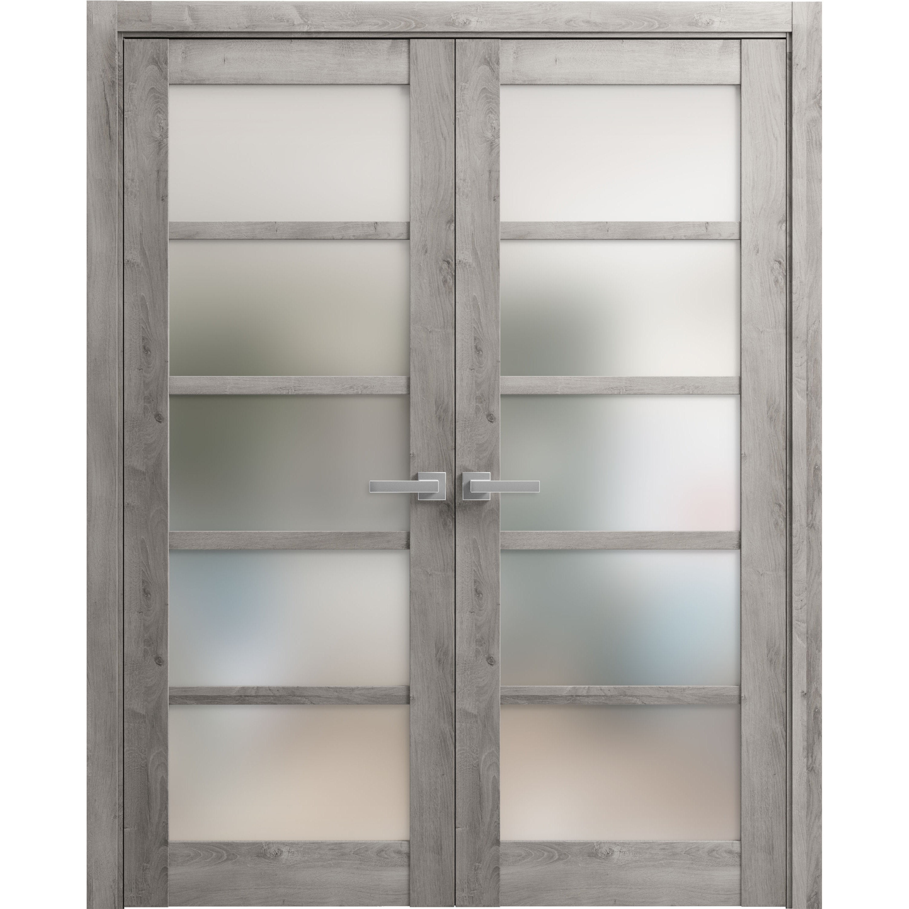 Solid French Double Doors 60 x 80 inches | Quadro 4002 Nebraska Grey ...