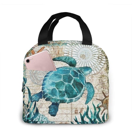 Marine Life Theme Sea Turtle Insulated Lunch Bag Tote Bag for Women ...