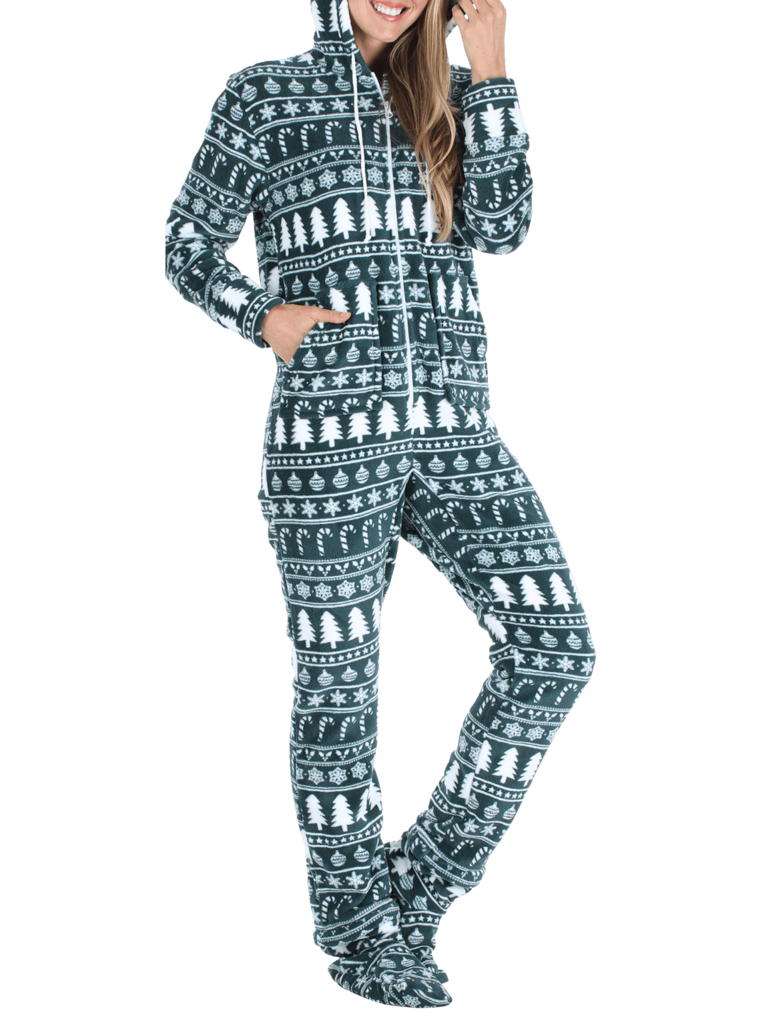 Sleepytimepjs Womens Fleece Hooded Footed Onesie Pajama