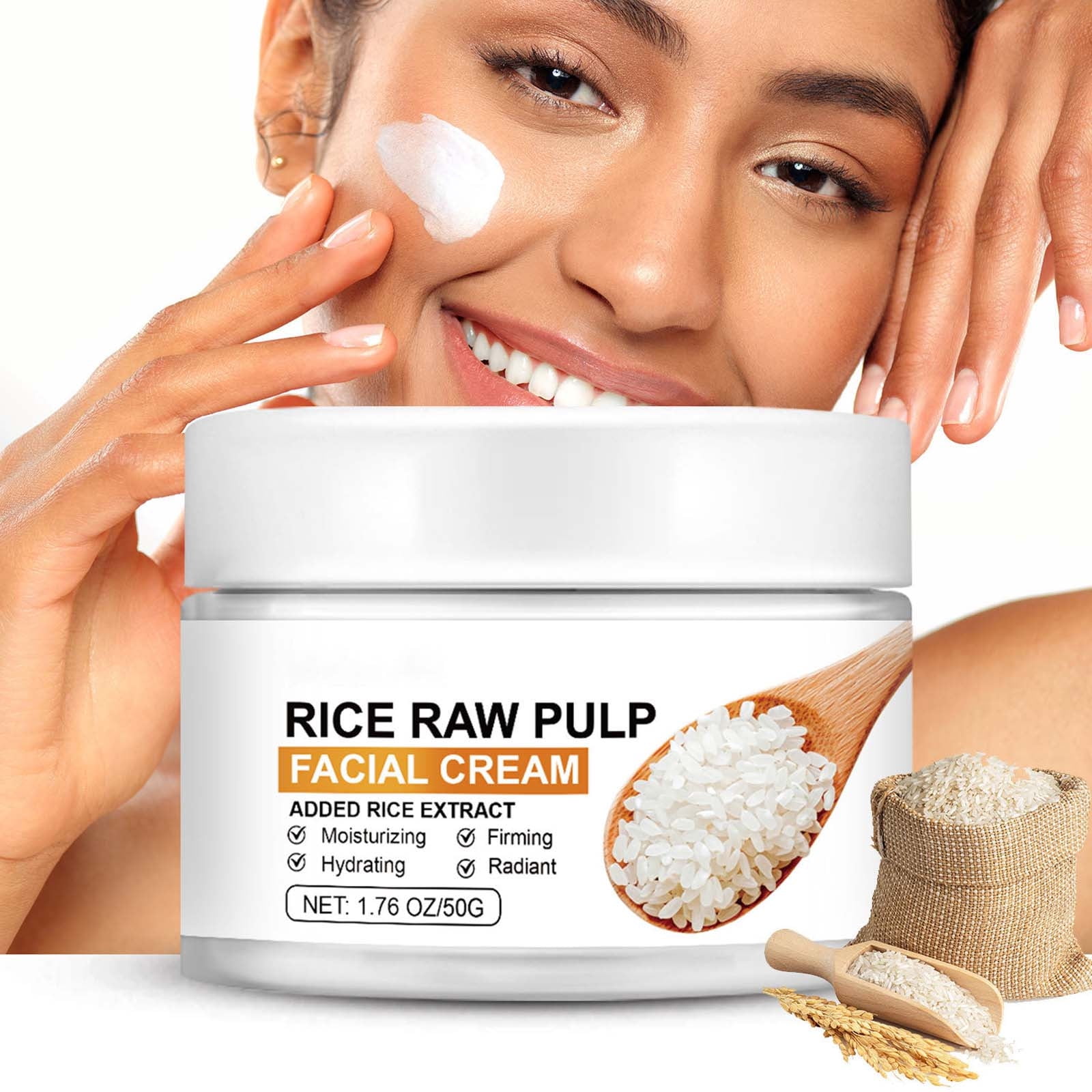 Fiudx Crema de Arroz, Crema Facial Hidratante, Pulpa de Arroz Reductora de Arrugas, Crema ...