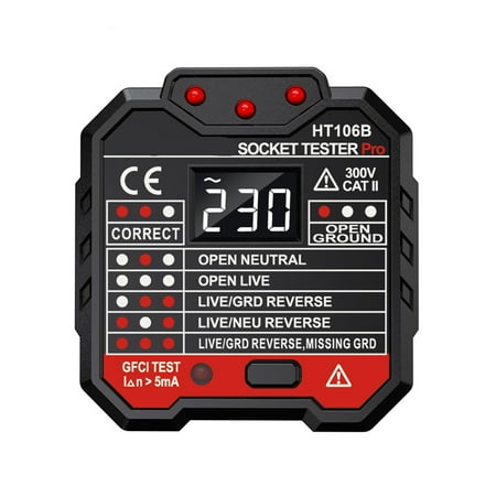 pitrice Electric Outlet Tester Power Circuit Polarity Voltage Detector ...