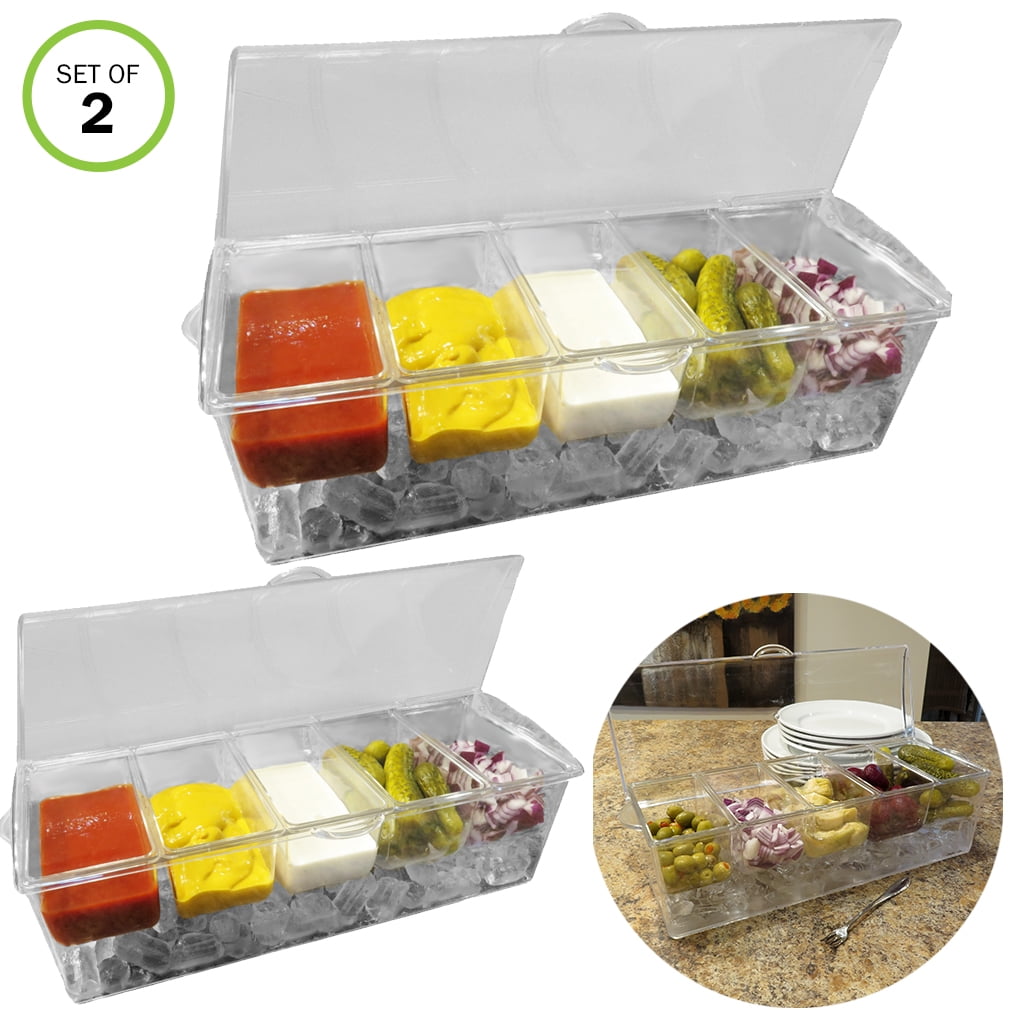 Evelots Chilled Condiment Server W/ 5 Compartments,Removable Containers ...