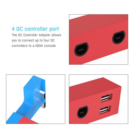 USB Switch Hub with 4 GC Controller plug nintendo switch Port switch ...