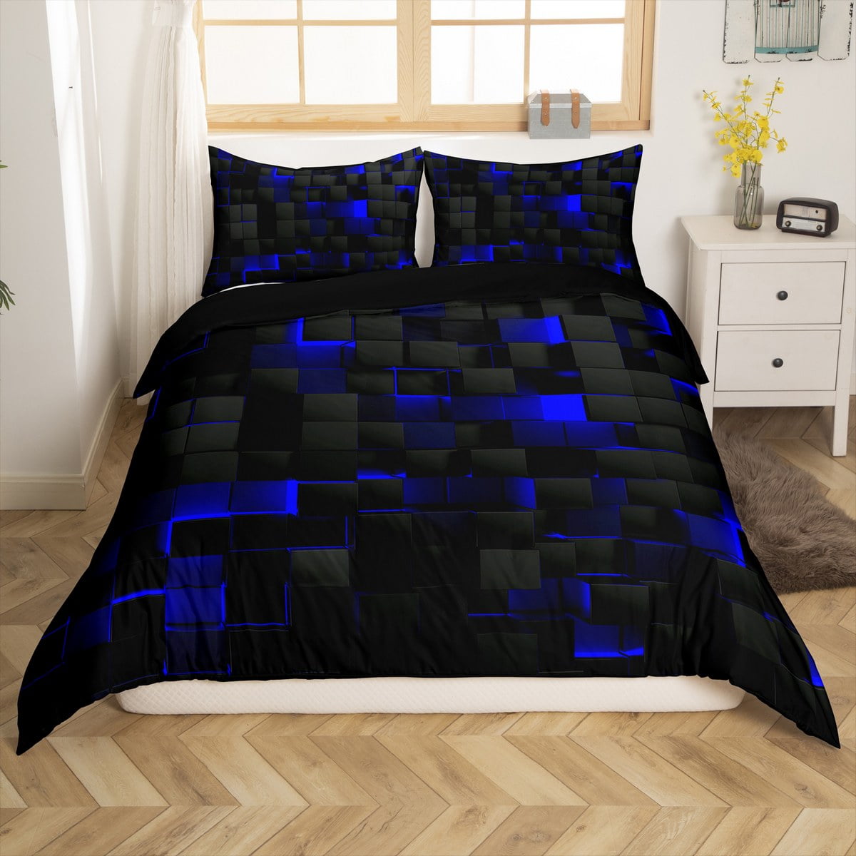 Click here for Yst Teen Boy Geometric Bedding Set Queen Black Nav... prices