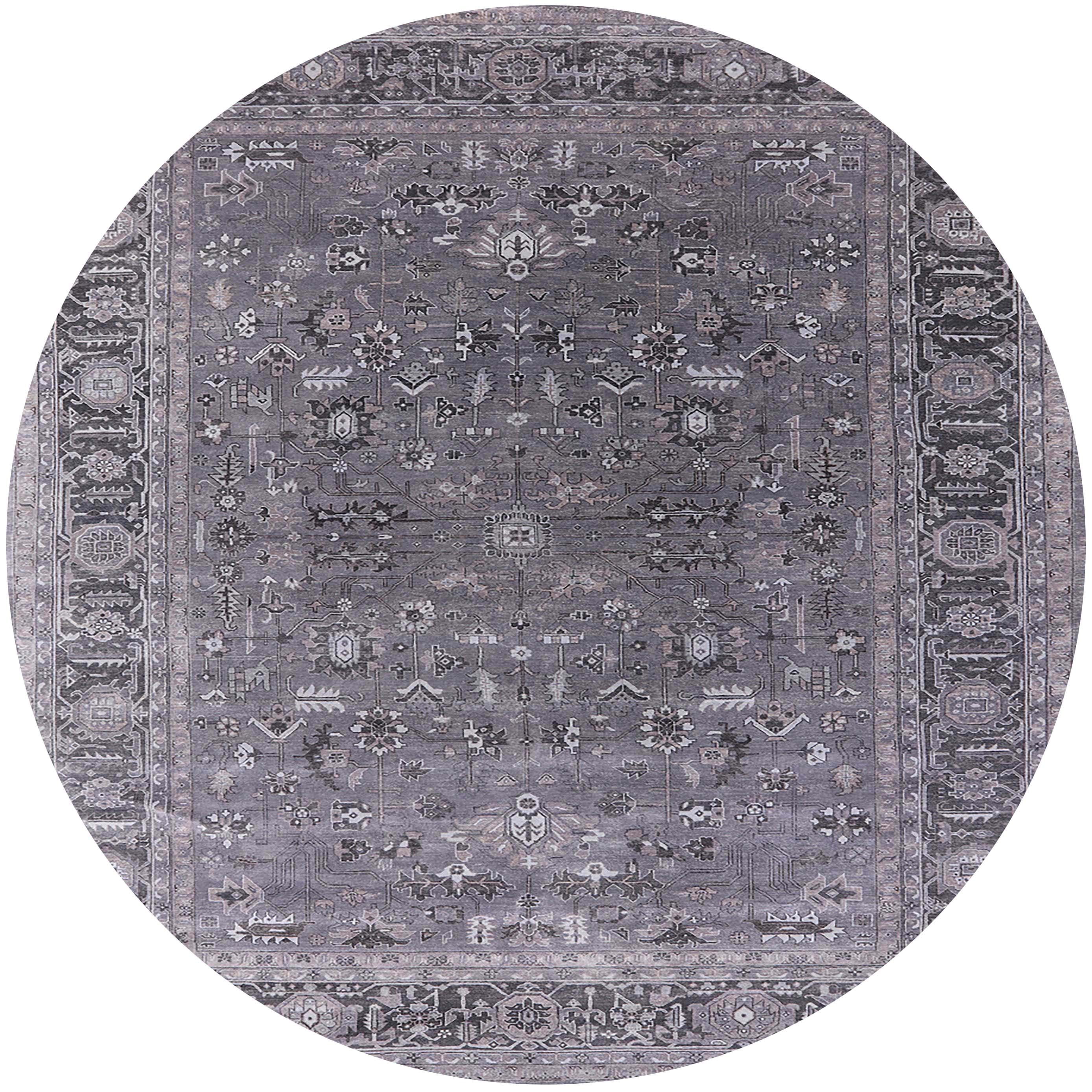Ahgly Company Indoor Round Mid-Century Modern Dark Gray Oriental Area ...