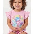 Disney Lilo Stitch Outfit Girls French Terry 2-Piece Ruffle Tee Sleeve ...