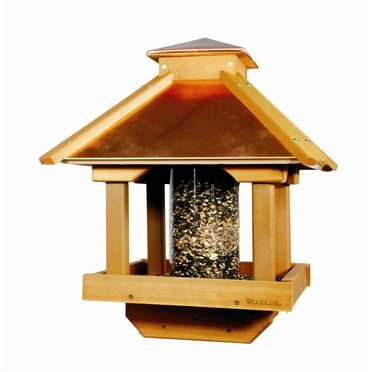 WoodLink Cedar Outdoor Large Gazebo Bird Feeder, 10 Lb Seed Capacity ...