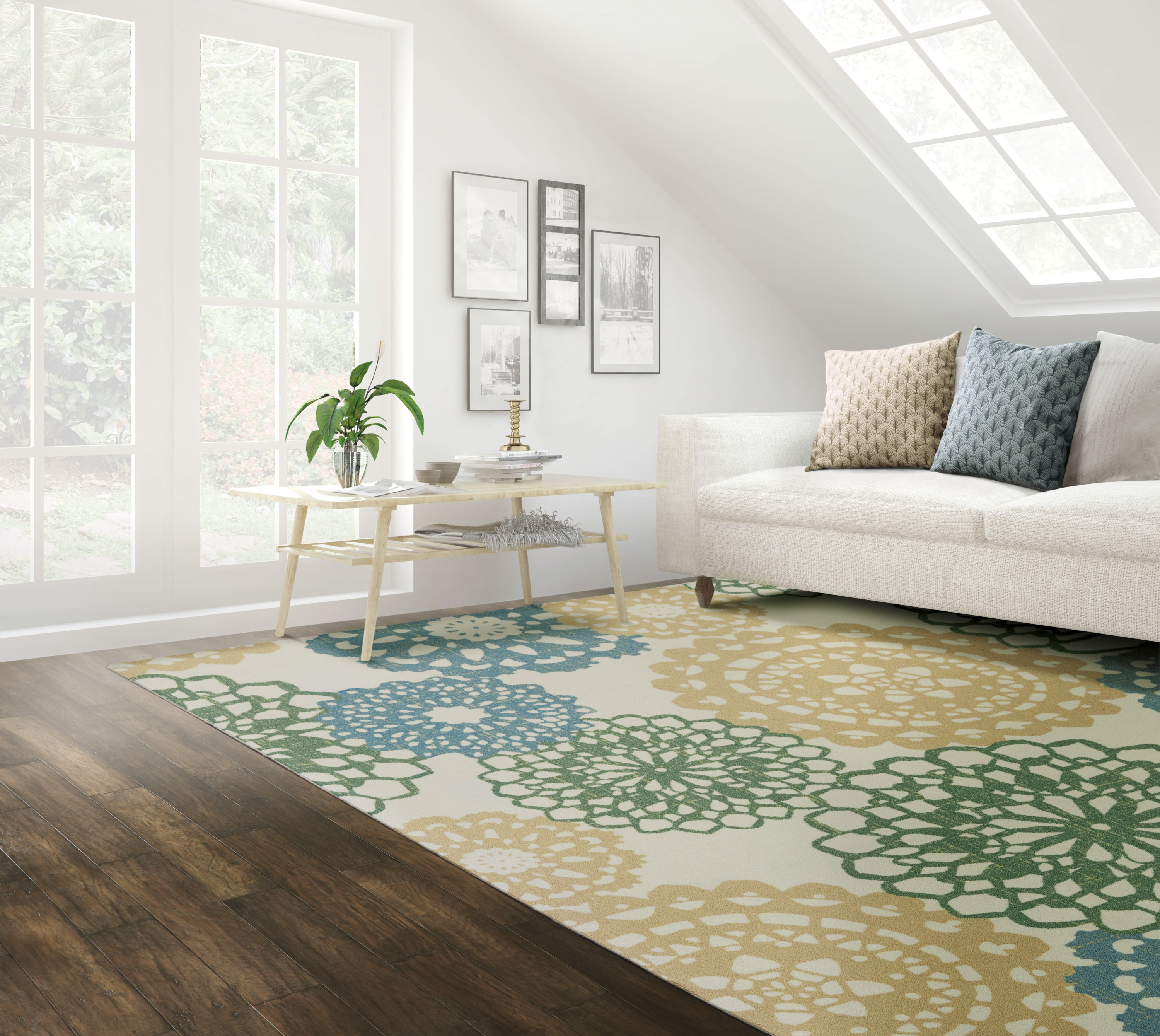 Waverly Sun N' Shade Indoor/Outdoor Ivory Gold 5'3" x 7'5" Area Rug ...