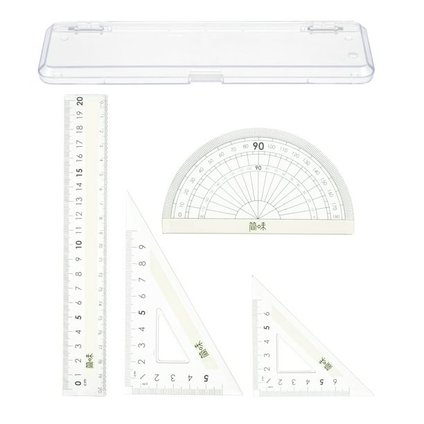 Uxcell 4piece Ruler Set 20cm Straight Ruler Protractor Triangle Rulers ...