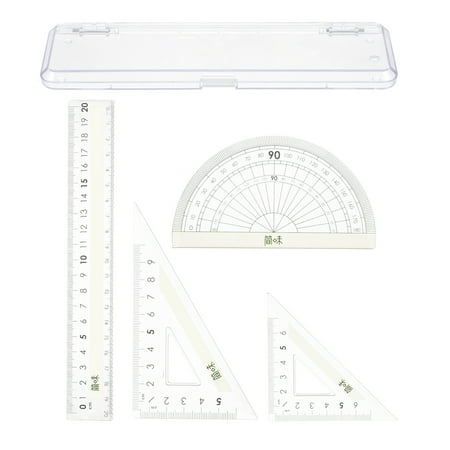 Uxcell 4piece Ruler Set 20cm Straight Ruler Protractor Triangle Rulers ...