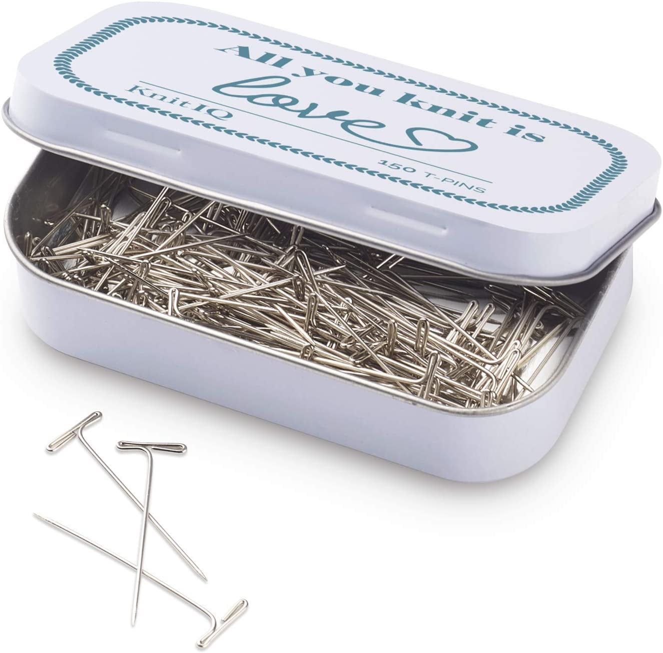 KnitIQ Strong Stainless Steel T-Pins for Blocking, Knitting & Sewing ...